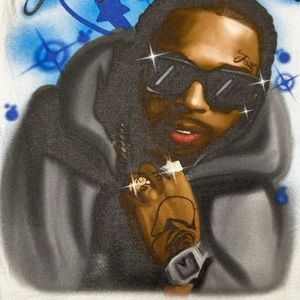 Pop Smoke | Shirts | Pop Smoke Official Homage Airbrush Graphic Tshirt ...